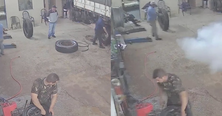 JD1TV: Explosão de pneu de carreta mata mecânico; cena é impressionante ...